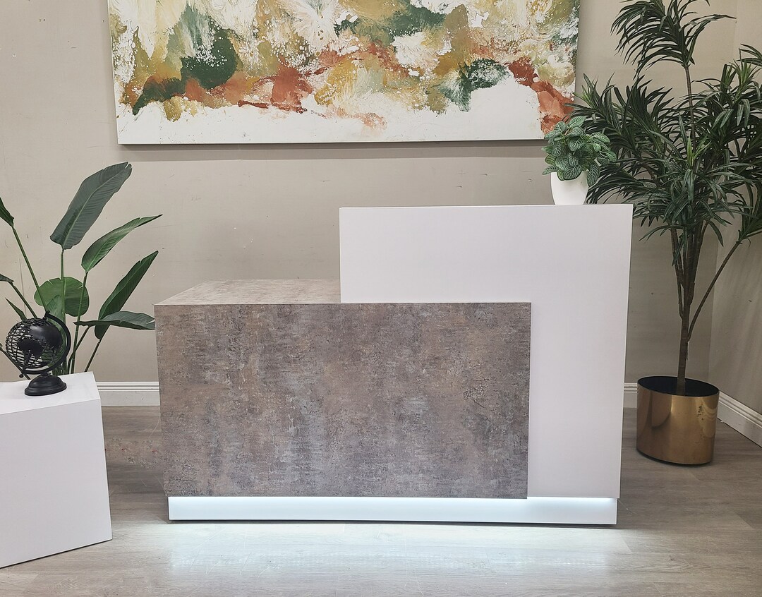 Jade Plus Reception Desk elemental Stone & Matte White - Etsy