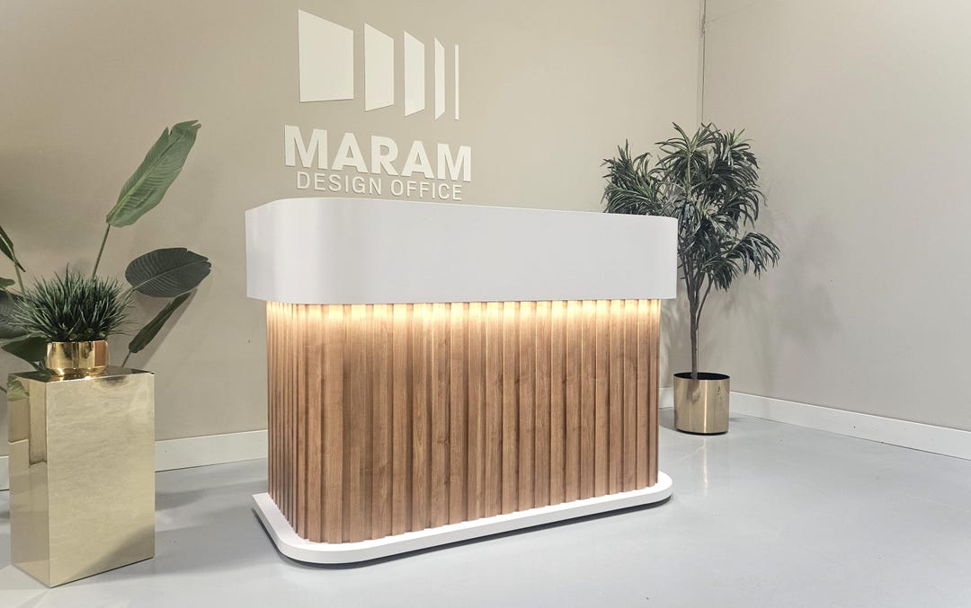 Ruby Reception Desk Tambour (panels)(nogal Natural - Etsy