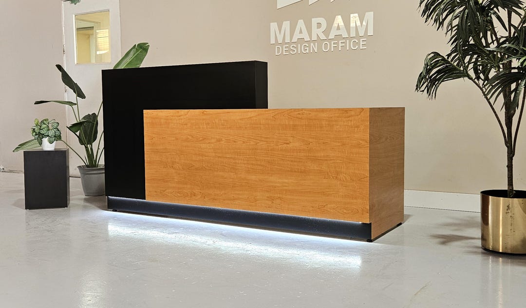 Jade Plus Reception Desk (ginger Maple + M Black) - Etsy
