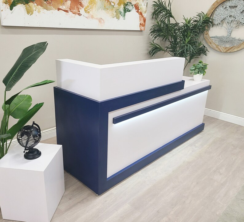 Jade Reception Desk. navy Blue and White - Etsy