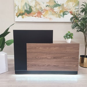 Jade Plus Reception Desk ( Formal Walnut & Matte Black) - Etsy