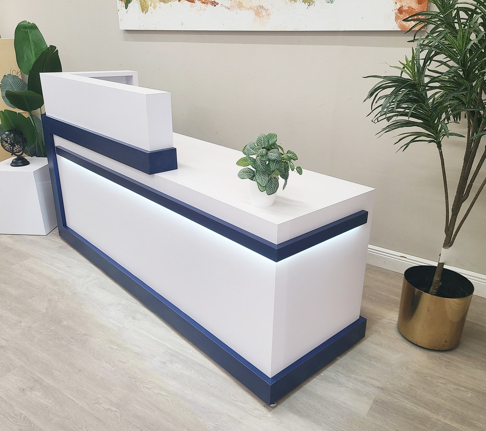 Jade Reception Desk. navy Blue and White - Etsy
