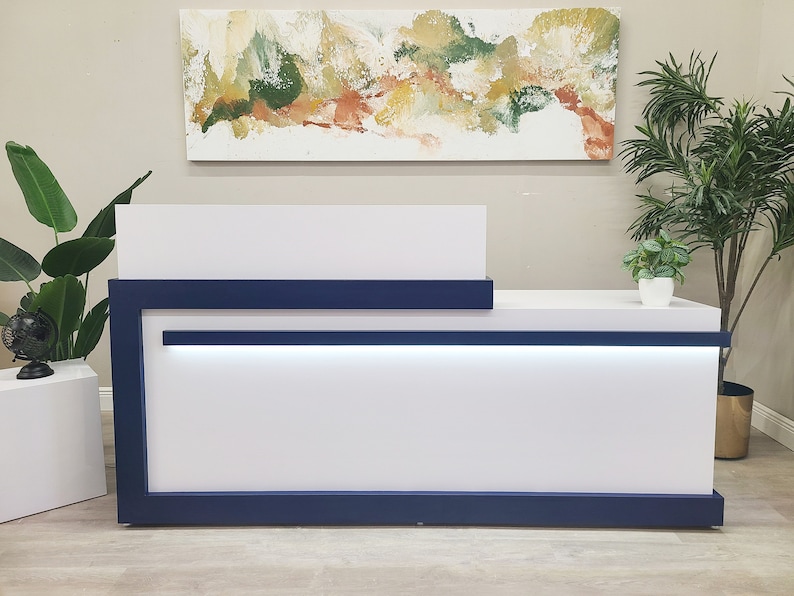 Jade Reception Desk. navy Blue and White - Etsy