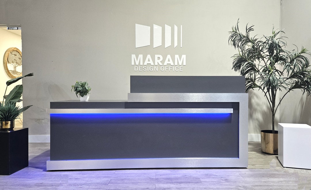 Jade Reception Desk. (storm Gray + Silver Accent Has Additional Cost ...