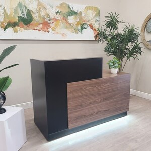 Jade Plus Reception Desk ( Formal Walnut & Matte Black) - Etsy