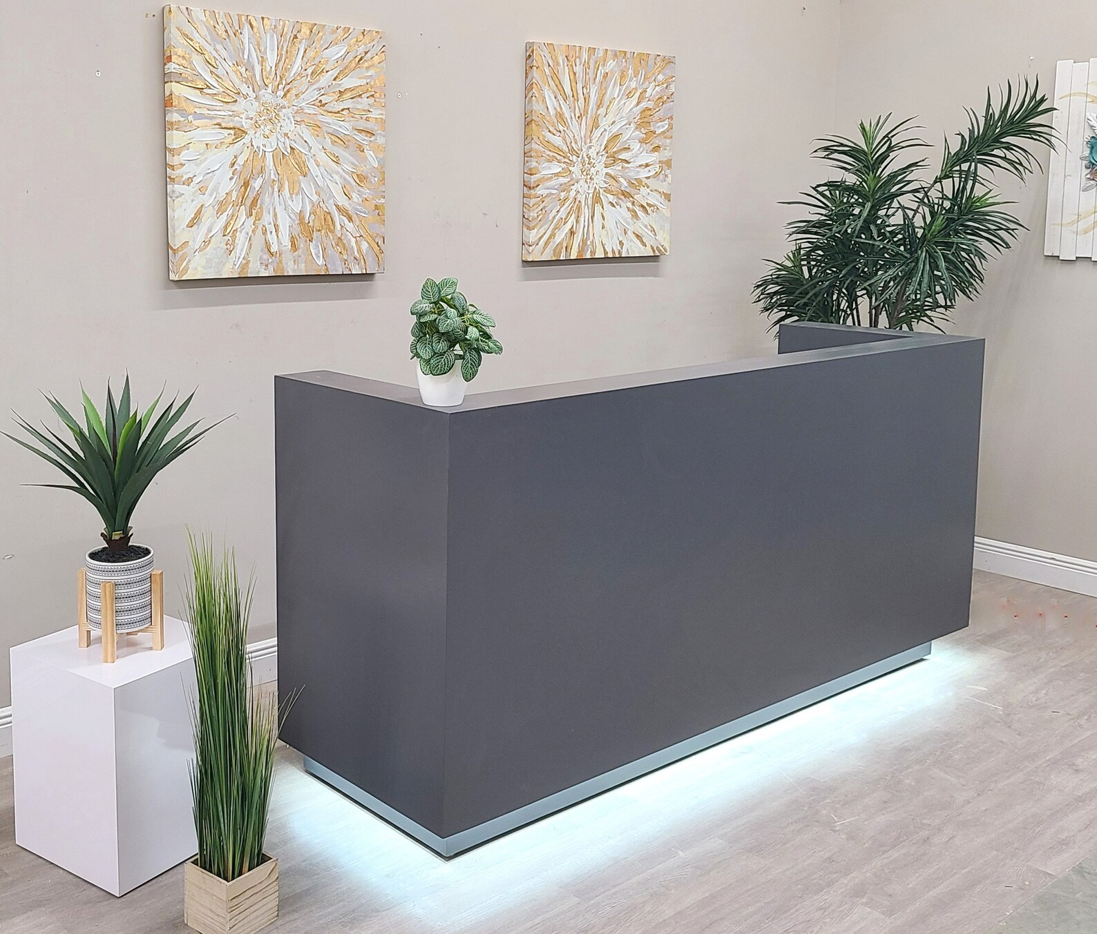 Agate Reception Desk Storm Gray - Etsy