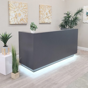Agate Reception Desk Storm Gray - Etsy