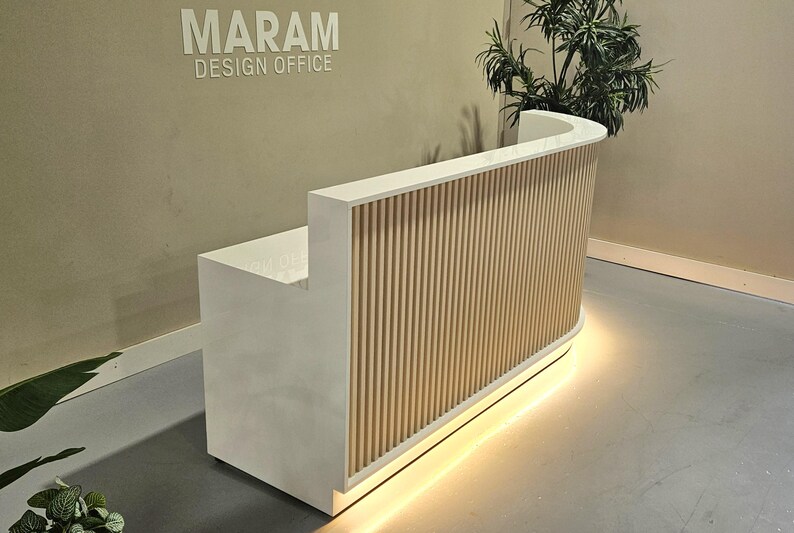 Pearl. L Shaped Reception Desk Tambour (panels)(lined Cream) - Etsy