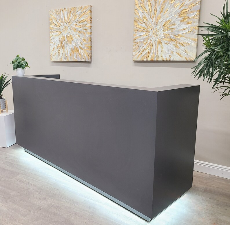 Agate Reception Desk Storm Gray - Etsy