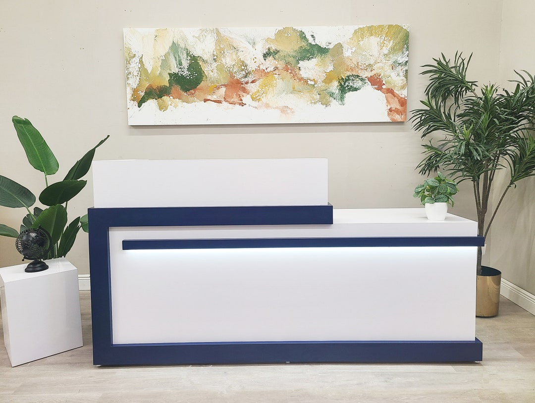 Jade Reception Desk. navy Blue and White - Etsy