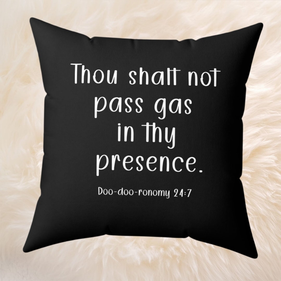 Funny Fart 14x14 Inch Pillow, Fake Bible Scripture Passing Gas Throw ...
