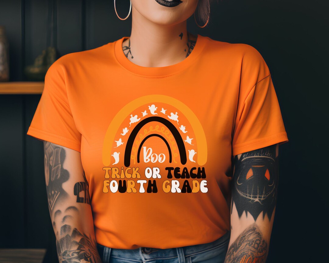 Trick or Teach 4th Grade Halloween Teacher T-shirt, Fourth Grade ...