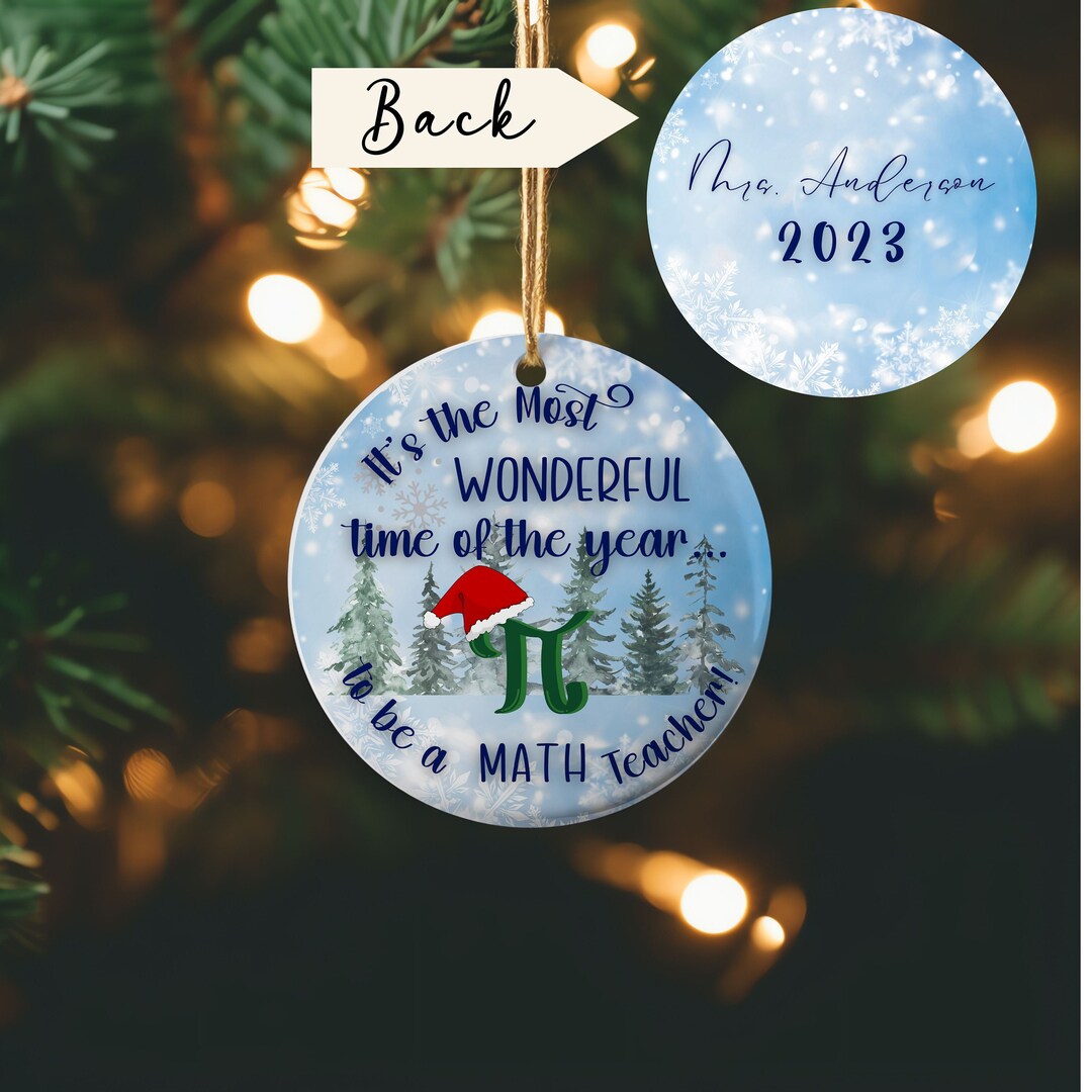 Personalized 2 Sided Math Teacher Christmas Ornament Name and Year 2023 ...