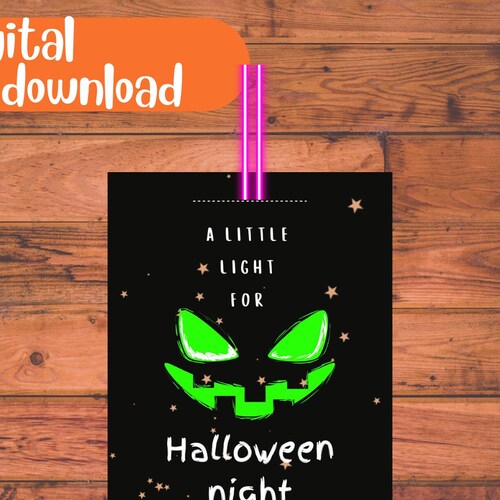 Printable A Little Light for Halloween Night Glow Stick Gift - Etsy