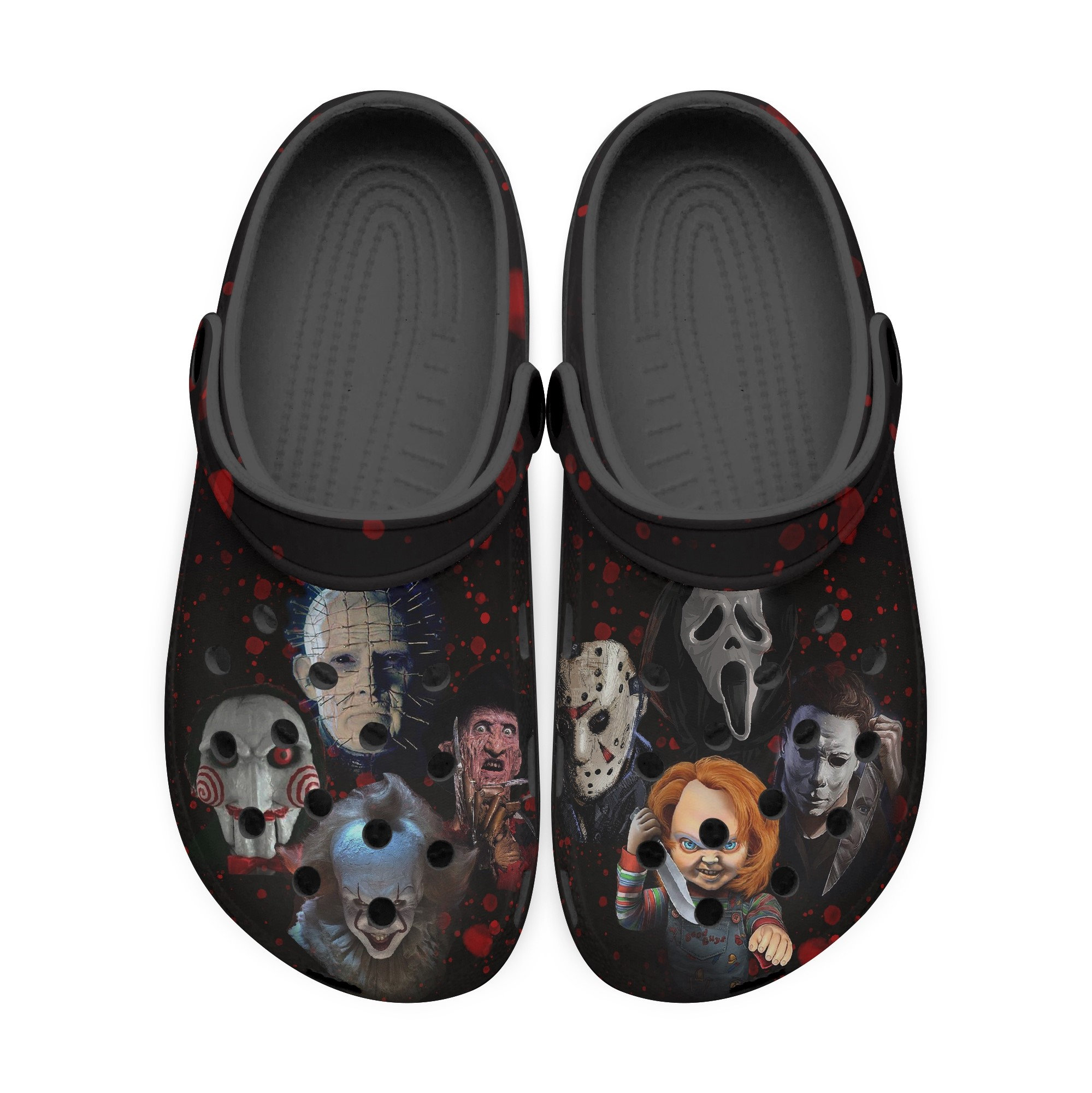 Horror Friends Thriller Movie Blood Splatter Sandals Clogs Slasher Film ...