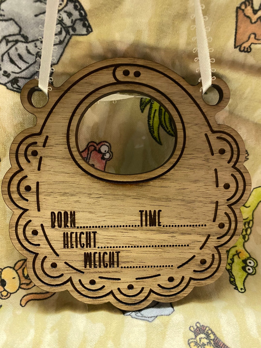 BIB Birth Annoucement Wooden Tag Laser Cut/great for Photo Prop/place ...