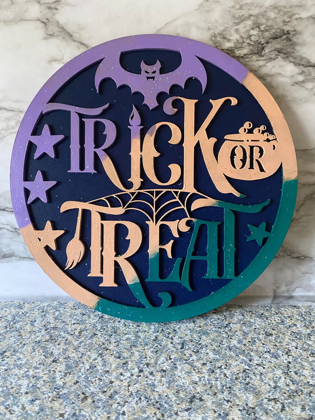 Trick Ot Treat Halloween Sign L@@KEY, Halloween Decor, Spooky, 3D Wood ...