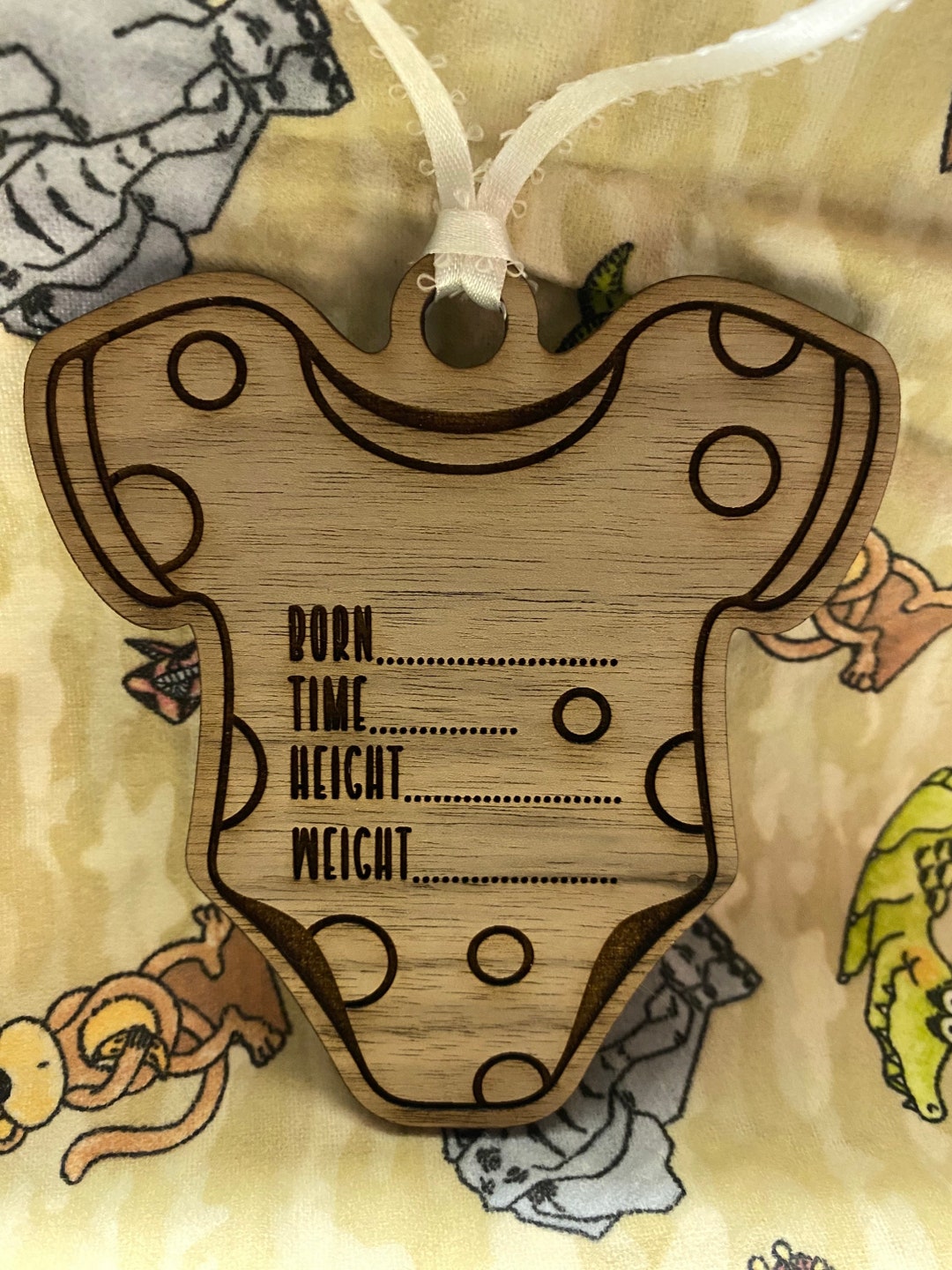 ONSIE Birth Annoucement Wooden Tag Laser Cut/great for Photo Prop/place ...