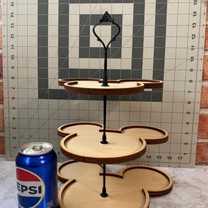 L@@KEY Mickey Mouse Wooden 3 Tier Tray CUSTOME Black Tier Great for ...