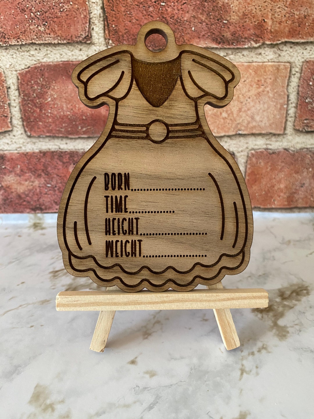 Birth Annoucement Wooden Puffy Dress Tag Laser Cut/photo Prop/place on ...