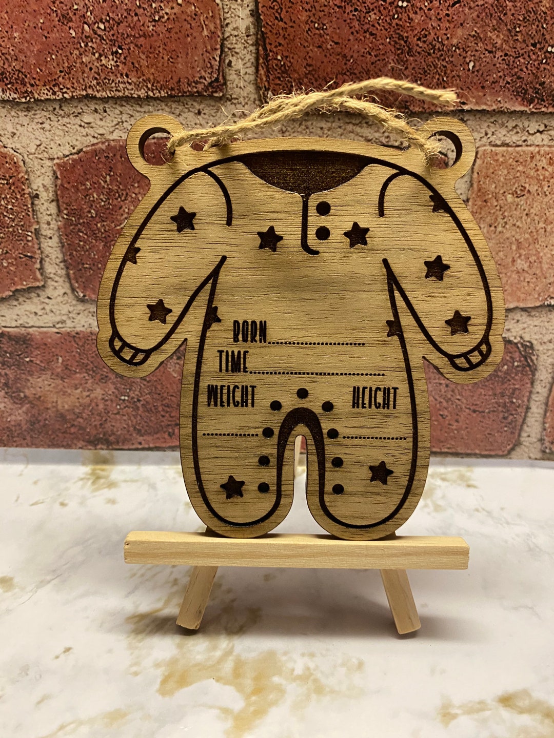 Birth Annoucement Wooden Jumper PJ Tag Laser Cut/photo Prop/place on ...