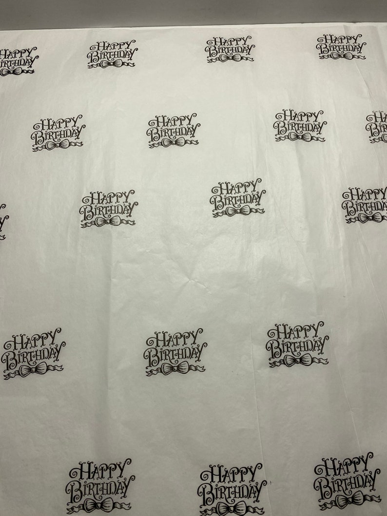 HAPPY BIRTHDAY Bow Tissue Paper Hand Stamped, Tissue Paper Packaging ...