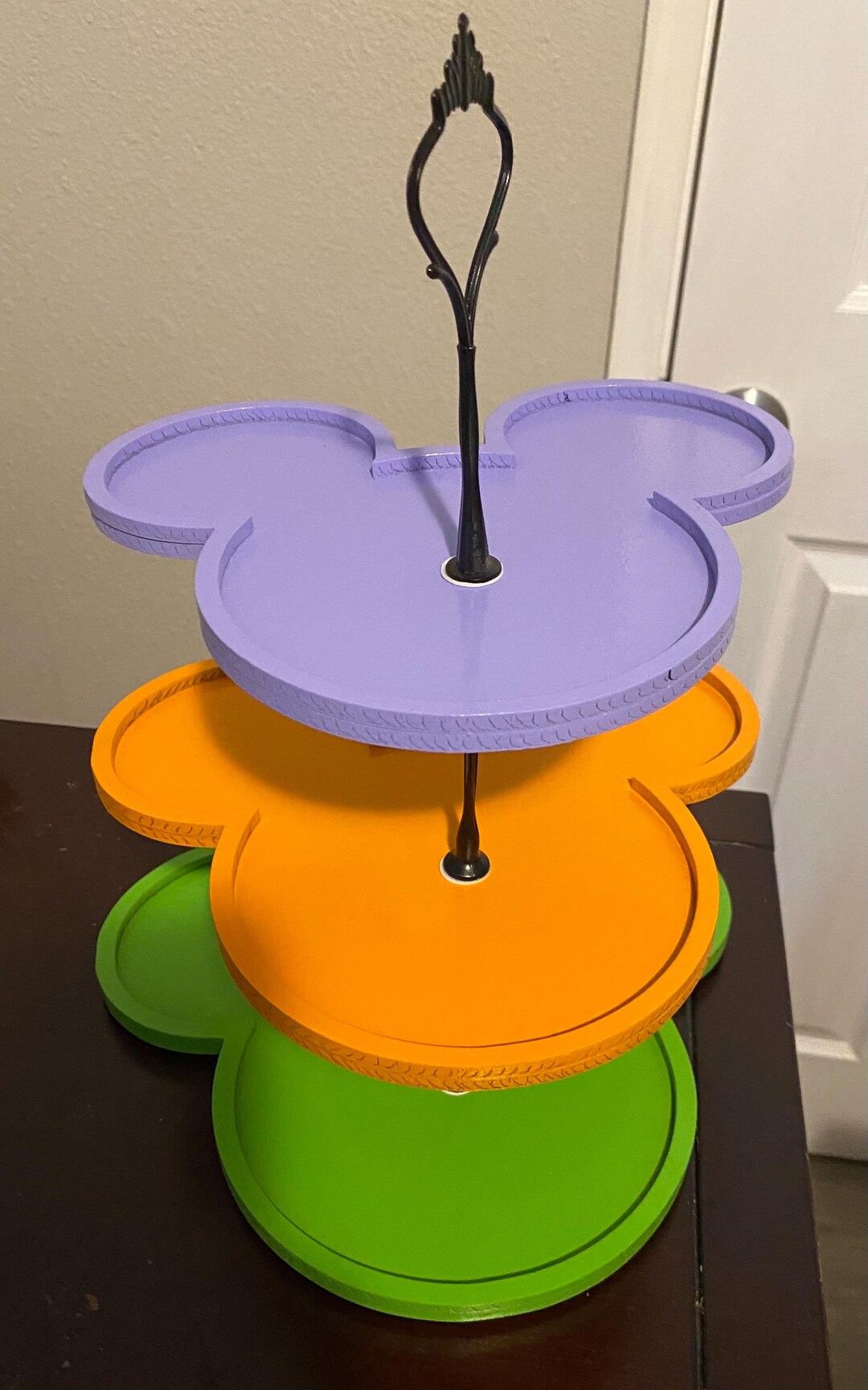 L@@KEY Mickey Mouse Wooden 3 Tier Tray CUSTOME Black Tier Great for ...