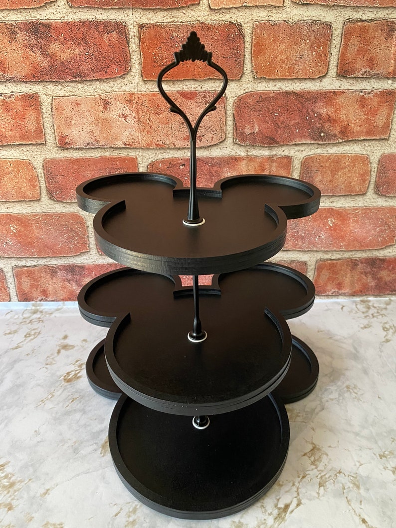 L@@KEY Mickey Mouse Wooden 3 Tier Tray CUSTOME White Tier Great for ...