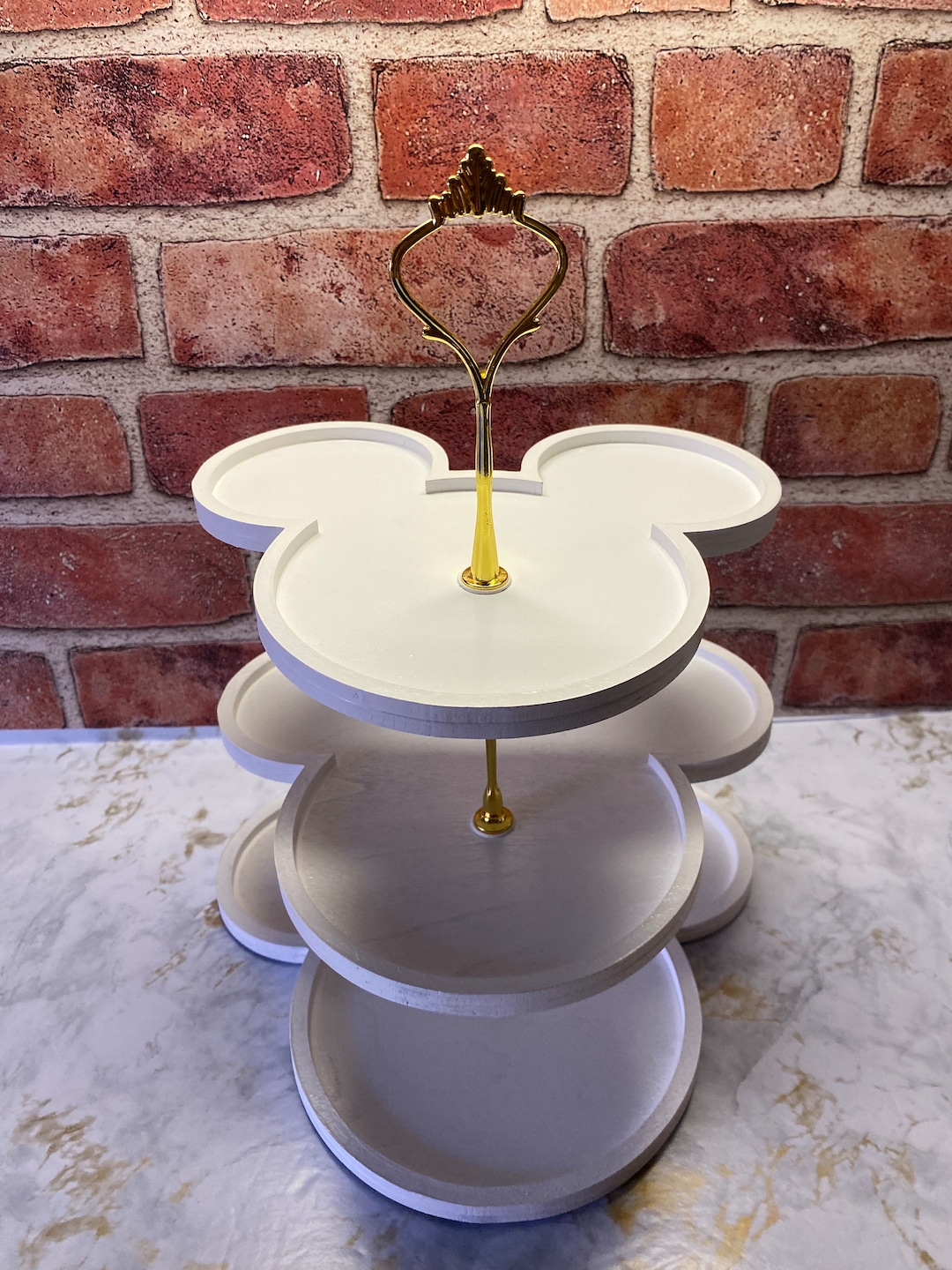 L@@KEY Mickey Mouse Wooden 3 Tier Tray CUSTOME White Tier Great for ...