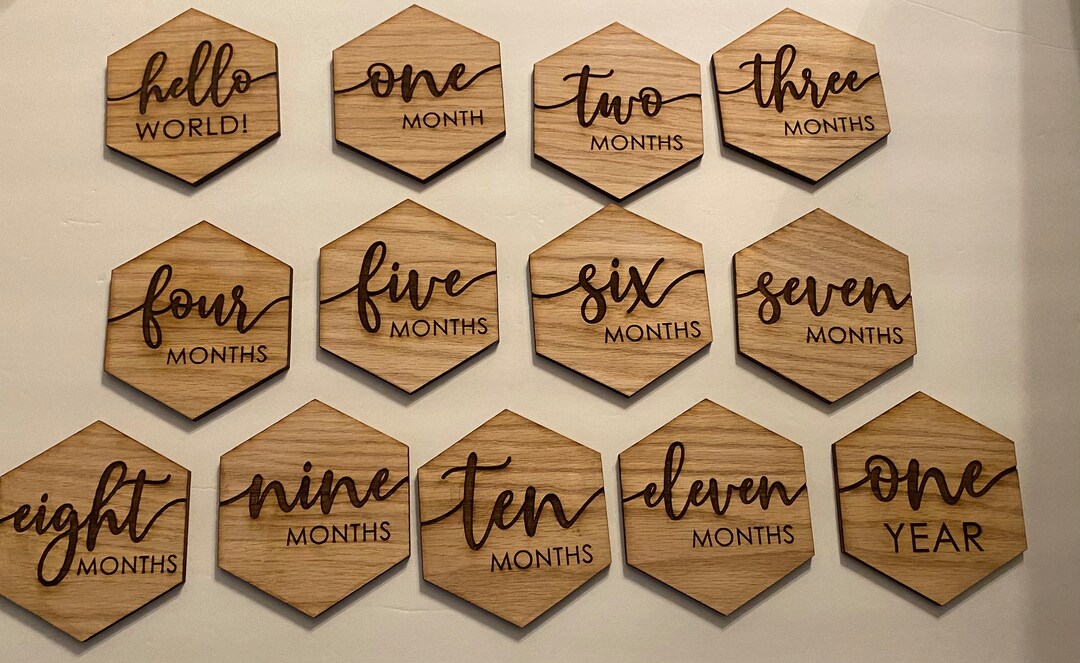 BABY Monthly Milestone Markers, Baby Photo Props, Wooden Octagon Signs ...