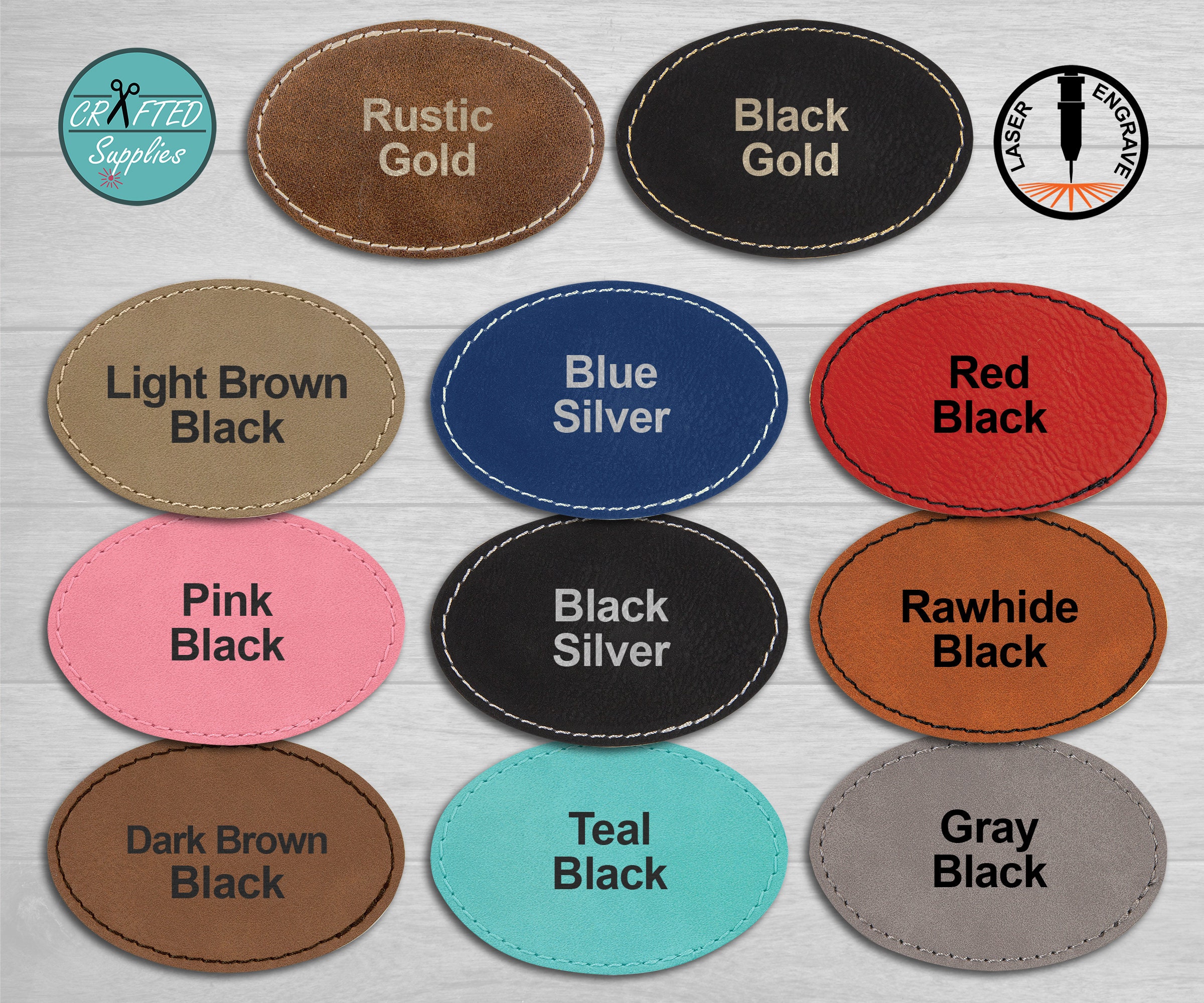 Leatherette Patch With Heat Adhesive, Glowforge Laser Supplies, SM Oval ...