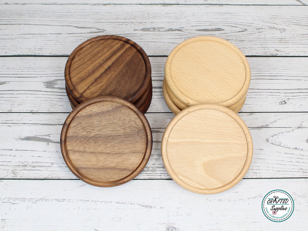 Wood Round Coasters, Set of 4 - Etsy