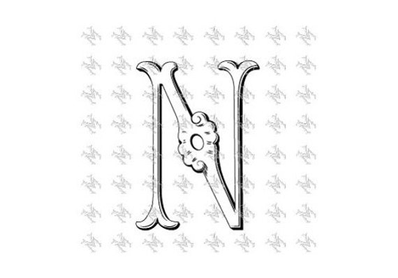 Letter N Vintage Monogram Single Letter Vector Graphic - Etsy