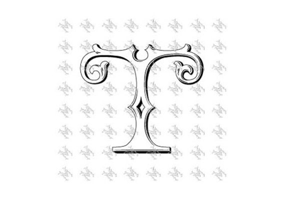 Letter T Vintage Monogram Single Letter Vector Graphic - Etsy