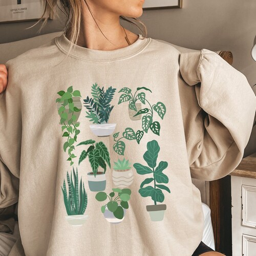 Houseplant Sweatshirt Retro Plant Crewneck Sweatshirt - Etsy
