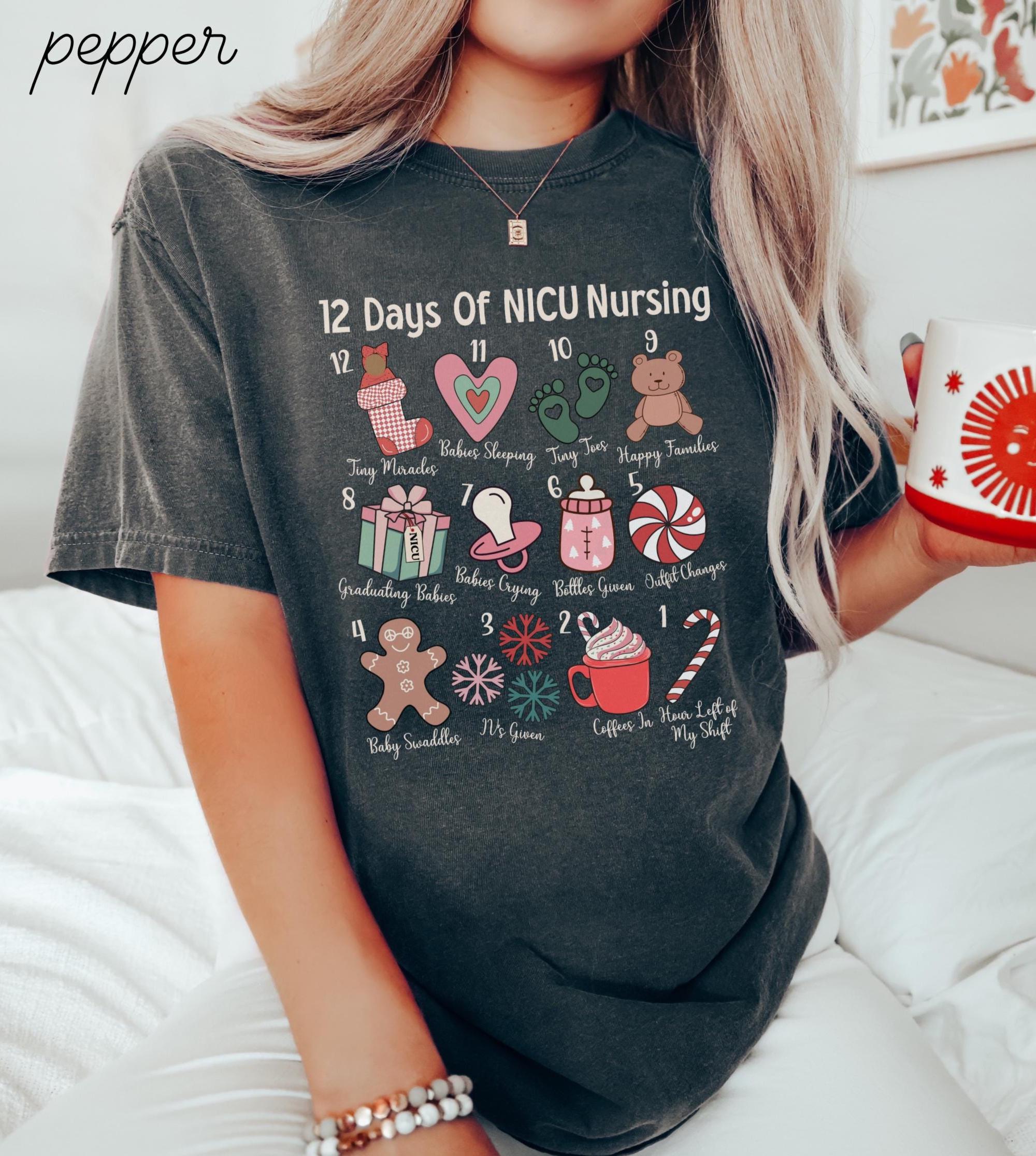 12 Days of NICU Nursing Comfort Colors Shirt • NICU Christmas Tshirt ...