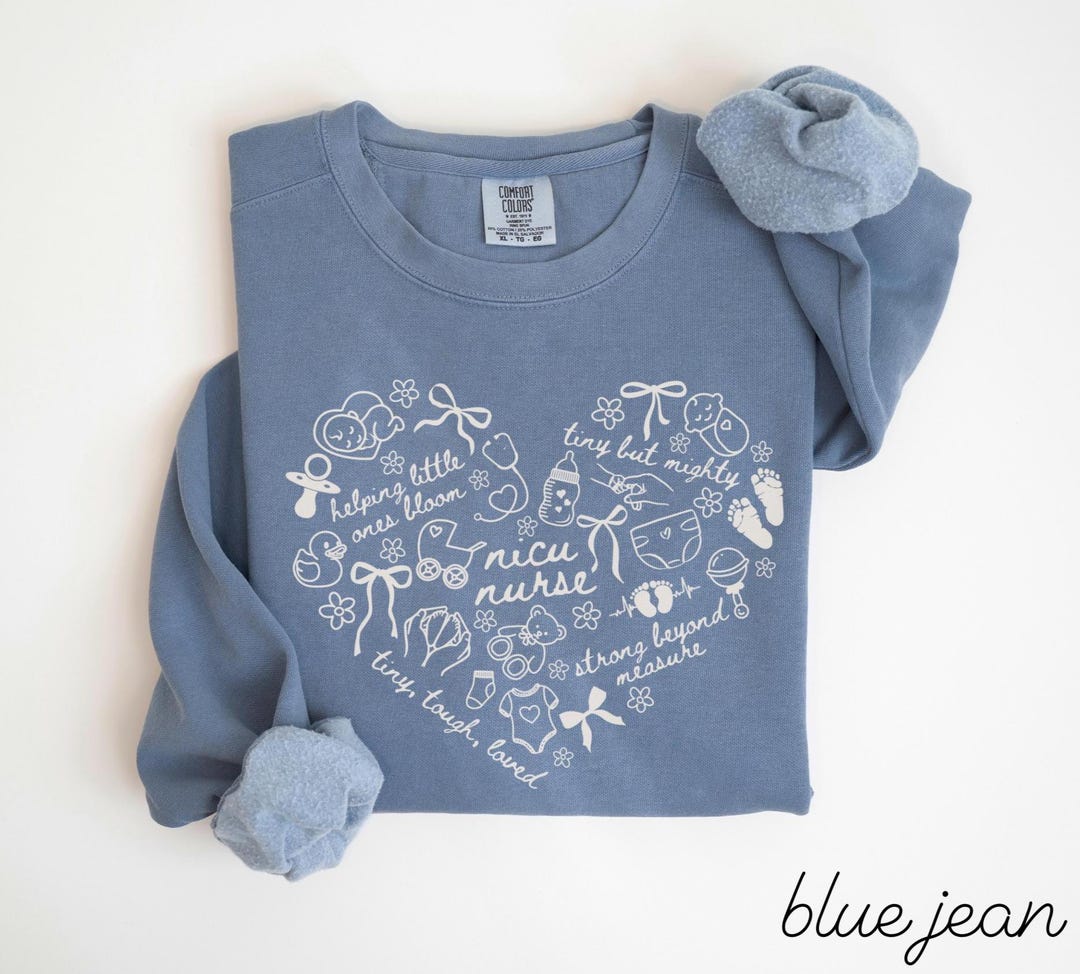 NICU Nurse Comfort Colors Sweatshirt • NICU Coquette Heart Work Sweater ...