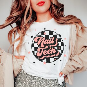 Nail Tech Shirt Nail Tech Gifts Retro Nail Artist Tee Nail Technician ...