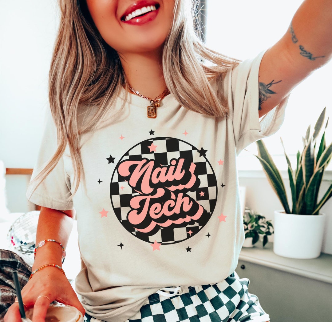 Nail Tech Shirt Nail Tech Gifts Retro Nail Artist Tee Nail Technician Gift Nail Boss Crewneck ...