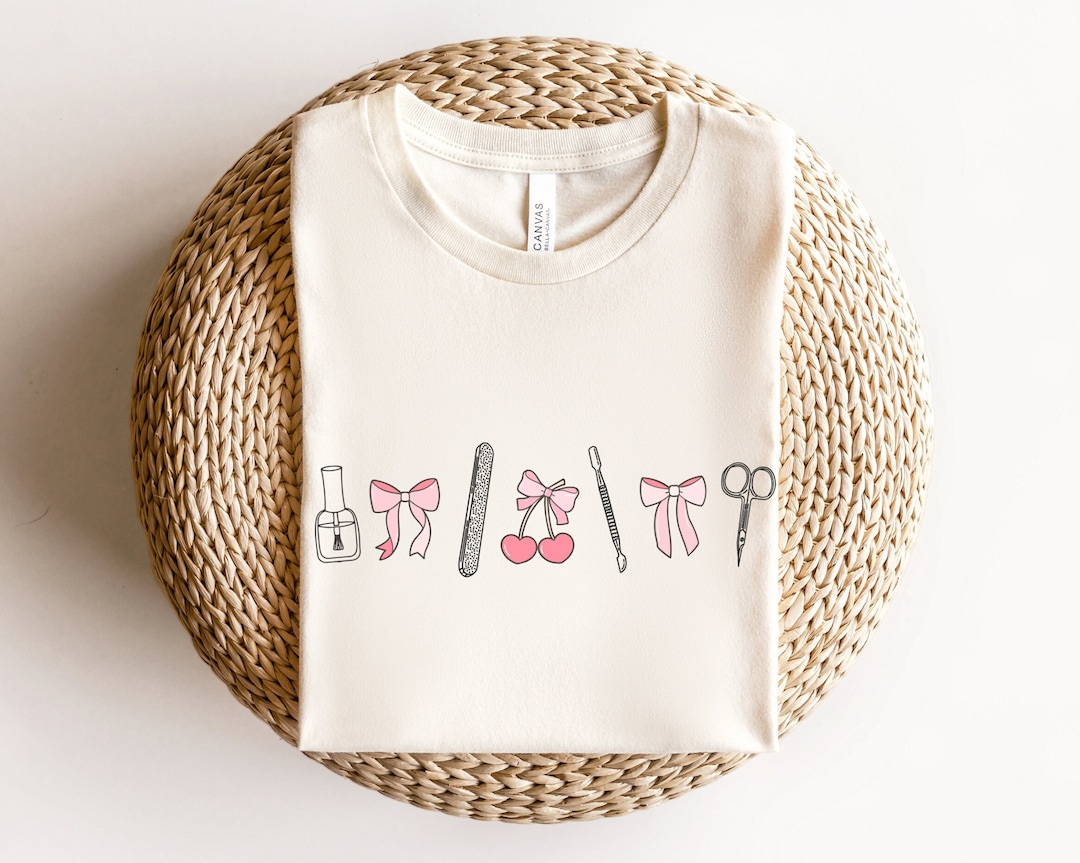 Nail Artist Shirt • Nail Tech Gifts • Coquette Bows Nail Technician Tee ...