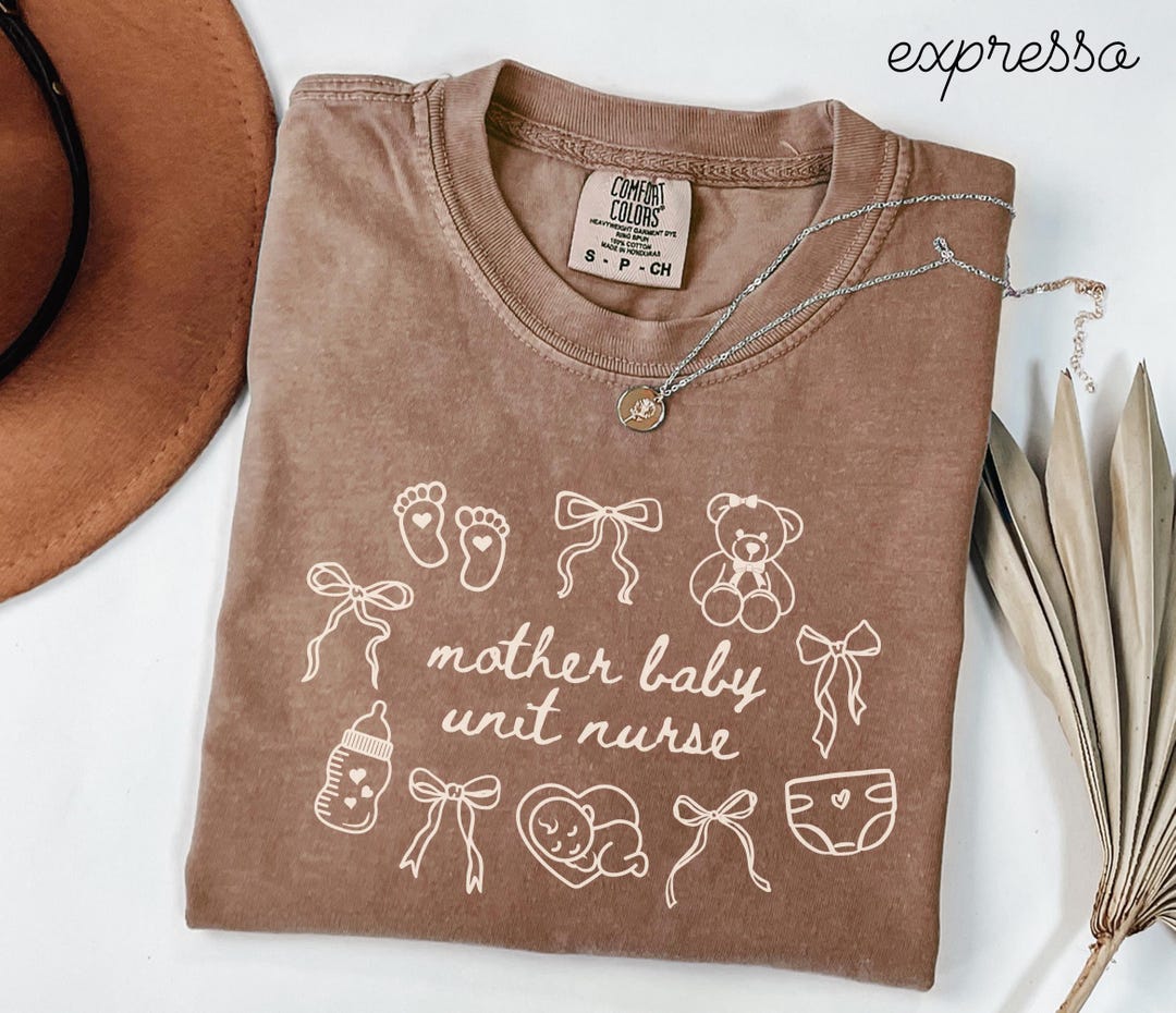 Mother Baby Unit Nurse Comfort Colors Shirt • Coquette Bow MBU Nurse ...