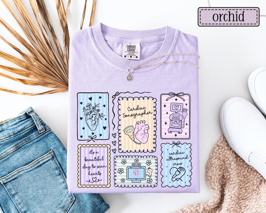 Cardiac Sonographer Comfort Colors Shirt • Cardiac Ultrasound Stamp Tee ...