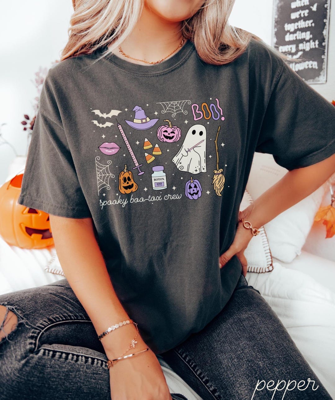 Comfort Colors Botox Halloween Shirt • Spooky Boo-tox Crew Group Tshirt ...