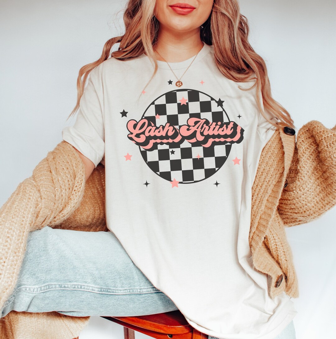 Retro Lash Artist Shirt Lash Tech Gifts Eyelash Tech Tee Esthetician Tshirt Checker Lash Artist ...