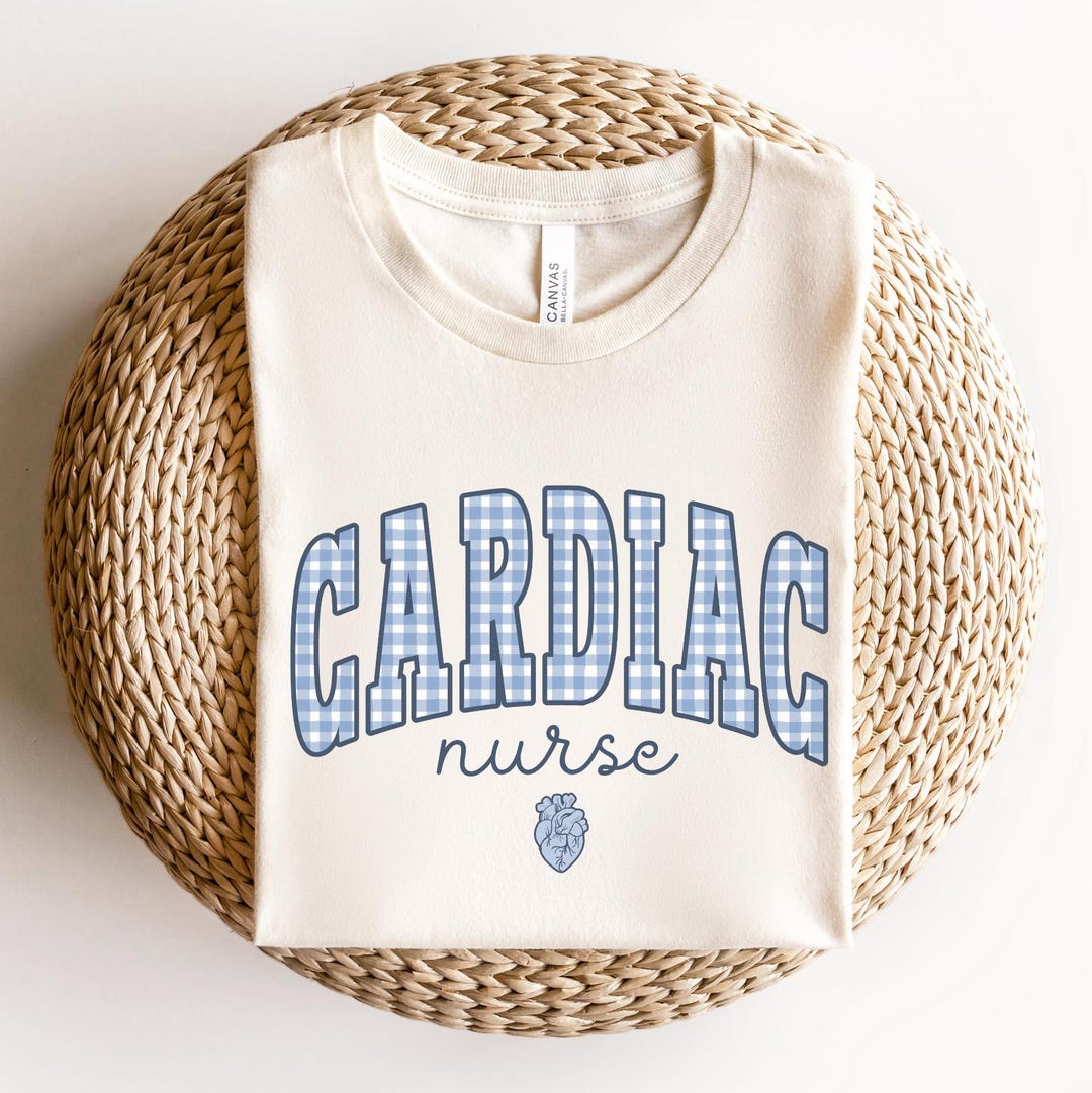 Cardiac Nurse Shirt • Cardiology Gingham Work Tee • Cardiovascular ...