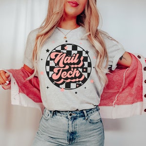 Nail Tech Shirt Nail Tech Gifts Retro Nail Artist Tee Nail Technician ...