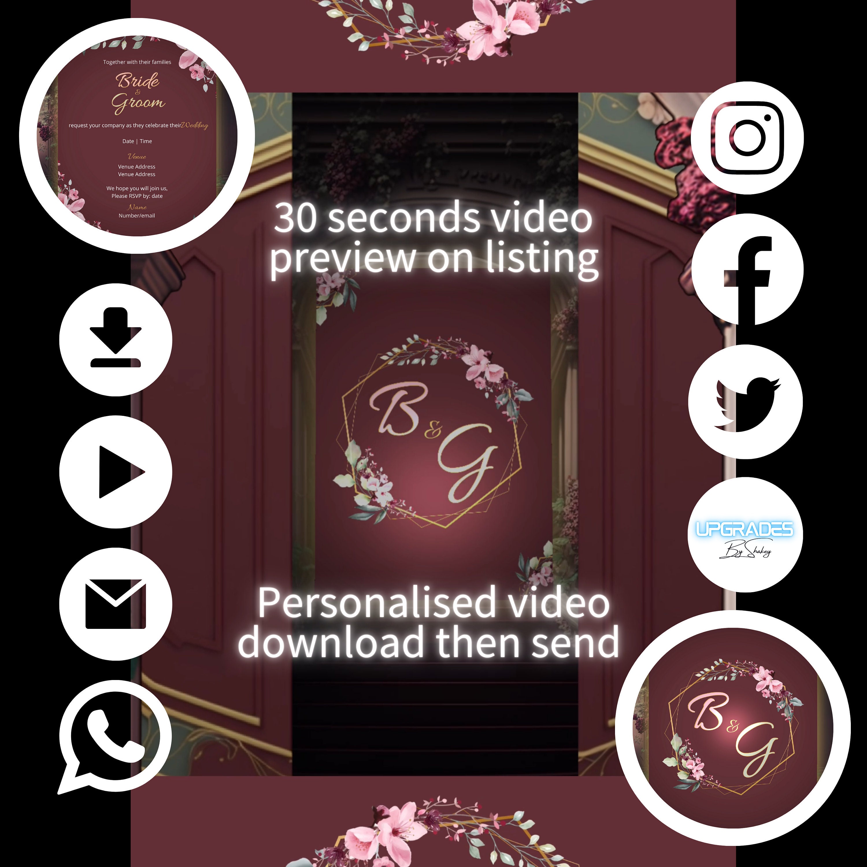 NEW White Animated Digital Wedding Invitation Card Video to Send via ...