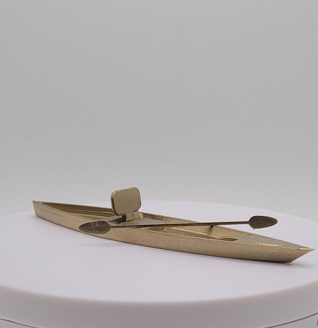 Kayak With Paddle Gold 3D Printed Miniature Figurine Decorative Decor ...
