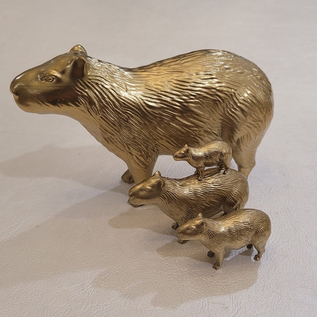 Capybara Gold 3D Printed Miniature Mini Figure Figurine Gift Desk Cute Meme Animal Collection ...