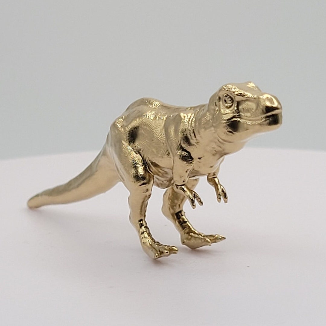 Dinosaur T Rex Gold 3D Printed Miniature Figurine Toy Small Mini ...